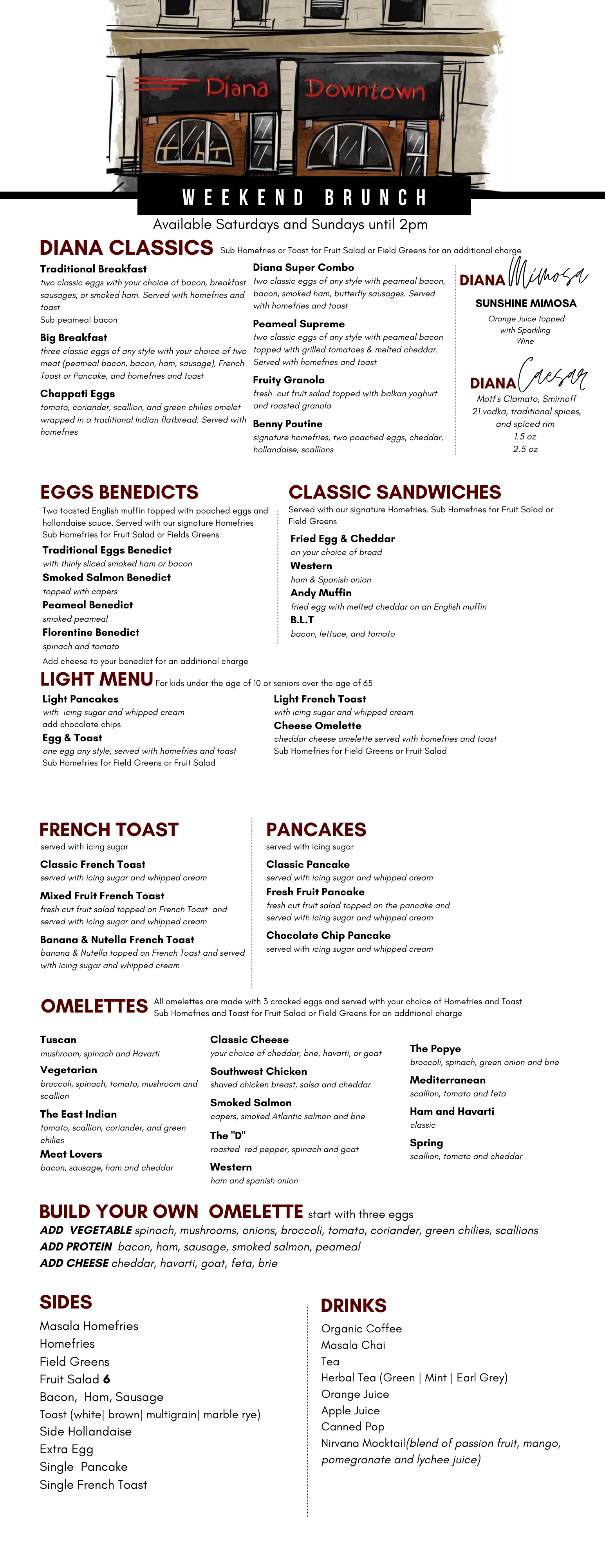 Diana Downtown | Breakfast Menu